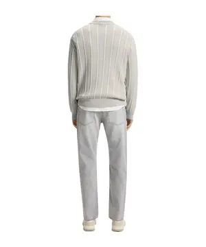 Hugo Boss Off- Vertical Thick Rib Crew Neck Knit Sweater