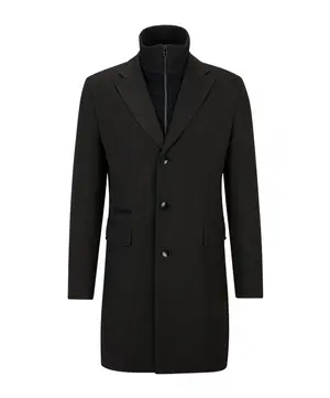 Hugo Boss Regular-fit Wool-blend Coat - Black