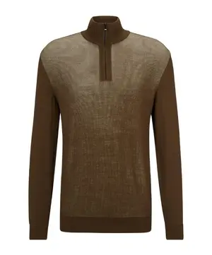 Hugo Boss Half-zip Stand Collar Knit Sweater - Green