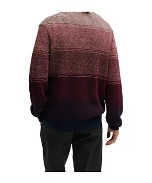 Hugo Boss Gradient Color-block Horizontal Stripe Crew Neck Knit Sweater
