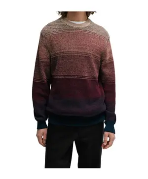 Hugo Boss Gradient Color-block Horizontal Stripe Crew Neck Knit Sweater
