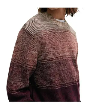 Hugo Boss Gradient Color-block Horizontal Stripe Crew Neck Knit Sweater