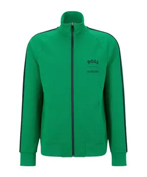 Hugo Boss Solid Color Minimalist Sports Hooded Coat - Green