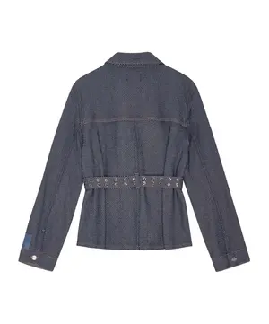 GANNI Belted Denim Jacket - Black