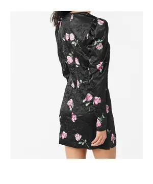 GANNI Floral V-neck Long Sleeve Mini Dress
