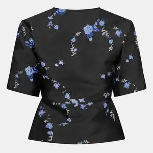 GANNI Floral Print Peplum Top