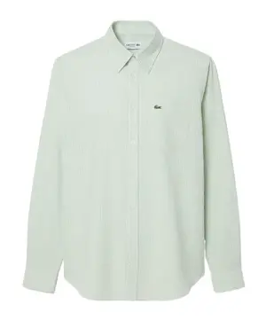Lacoste Regular-fit Striped Oxford Shirt - White