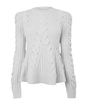 Alexander McQueen Cable Crew Neck Jumper With Peplum Hem - No