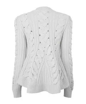 Alexander McQueen Cable Crew Neck Jumper With Peplum Hem
