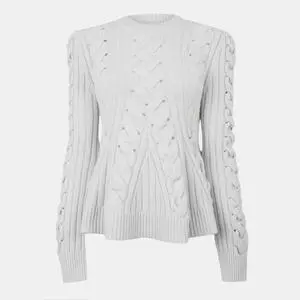 Alexander McQueen Cable Crew Neck Jumper With Peplum Hem