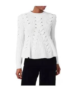 Alexander McQueen Cable Crew Neck Jumper With Peplum Hem