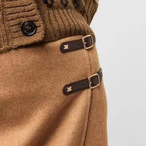Max Mara Woolen Midi Skirt With Belted Detail