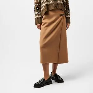 Max Mara Woolen Midi Skirt With Belted Detail
