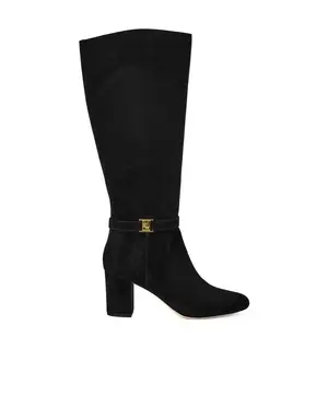 Ralph Lauren Leather Kellie Knee High Boots - Black