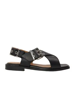 GANNI Buckle Sandals - Black