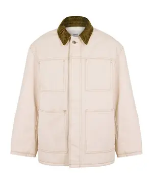 AMI Paris Workwear Jacket With Corduroy Collar