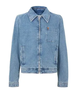 AMI Paris Stylish Lapel Denim Jacket - Blue