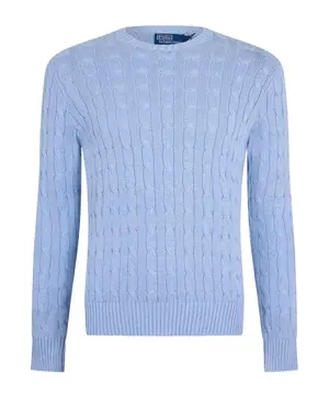 Ralph Lauren Crew Neck Cable Knit Sweater - Blue