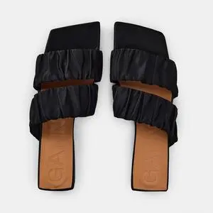 GANNI Pleated Open Toe Slippers