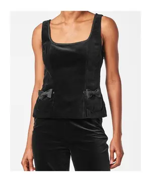 Posse Square Neck Vest With Bow Detail Pockets