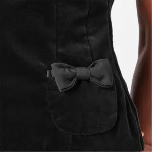 Posse Square Neck Vest With Bow Detail Pockets