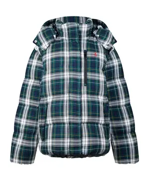 Ralph Lauren Plaid Insulated Puffer Jacket - Gray