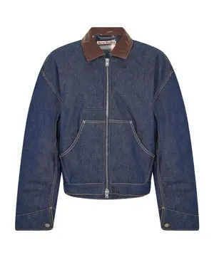 Acne Studios Denim Trucker Jacket With Leather Collar