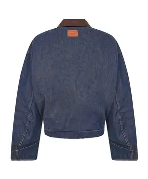Acne Studios Denim Trucker Jacket With Leather Collar