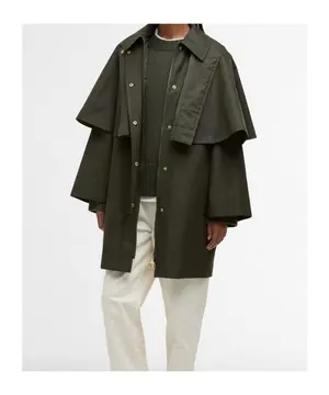 Barbour Long-sleeved Trench Coat With Cape Detail