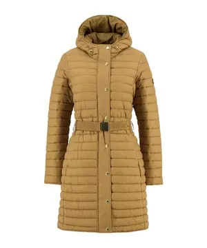 Barbour Quilted Long Sleeve Hooded Jacket With Belt - Antique Bronze