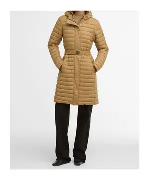 Barbour Quilted Long Sleeve Hooded Jacket With Belt
