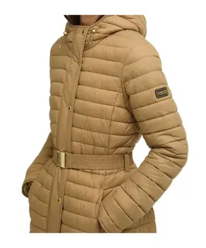 Barbour Quilted Long Sleeve Hooded Jacket With Belt