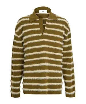 AMI Paris Striped Polo Shirt - Brown