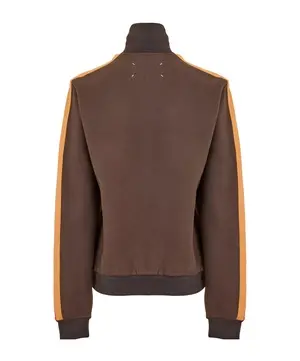 MAISON MARGIELA Crew Neck Half Zip Sweatshirt With Contrast Stripes