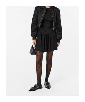 GANNI Long-sleeve Pleated Mini Dress - Black