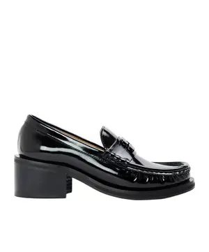 GANNI Mid Heel Loafers - Black