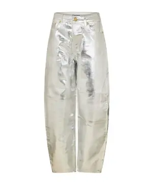 GANNI Metal Foil Tapered Jeans - White