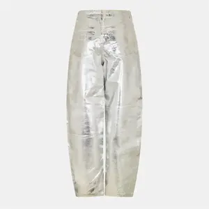 GANNI Metal Foil Tapered Jeans