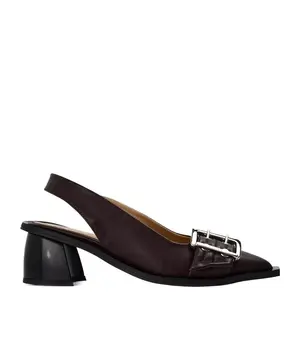 GANNI Slingback Block Heel Court Shoes - Black