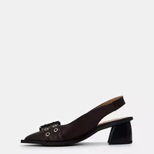 GANNI Slingback Block Heel Court Shoes - Black