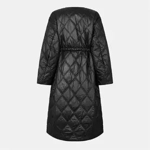 GANNI Quilted Long Coat With Elasticated Waist