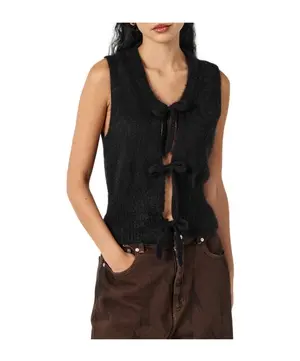 GANNI Sleeveless Knit Vest With Tie Detail