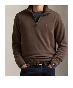Polo Ralph Lauren Estate Fleece Quarter Zip Sweater - Brown