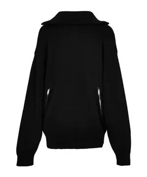 Balenciaga Quarter Zip Knit Top - Black