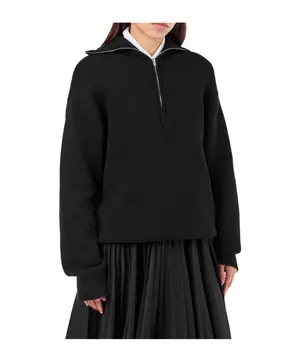 Balenciaga Quarter Zip Knit Top - Black