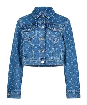 MARINE SERRE Moon Pattern Button Denim Jacket - Blue