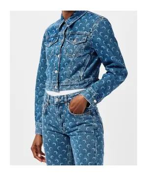 MARINE SERRE Moon Pattern Button Denim Jacket