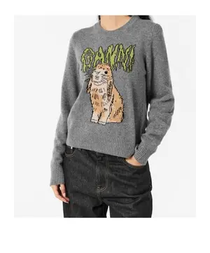 GANNI Bunny Intarsia Crewneck Sweater