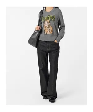 GANNI Bunny Intarsia Crewneck Sweater