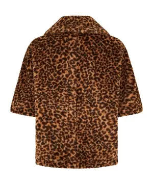 Max Mara Faux Fur Leopard Print Shawl Jacket